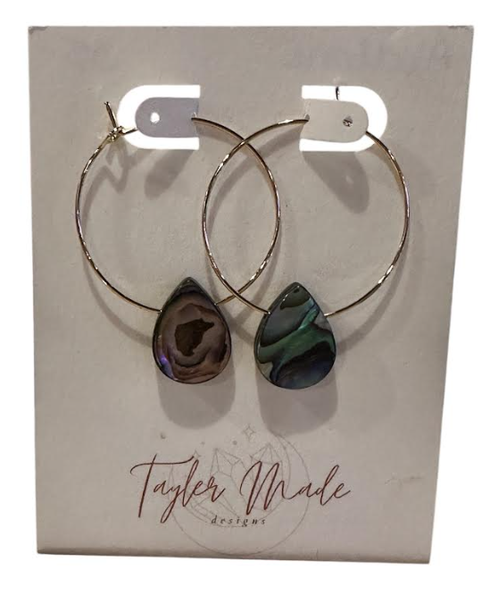 Gold Abalone Hoop Earrings – Bottoms Up Boutique
