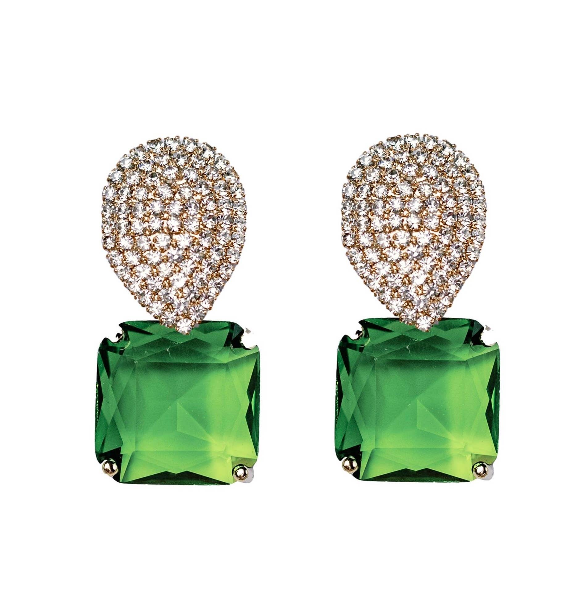 Retro Pave Crystal & Peridot Earrings – Bottoms Up Boutique